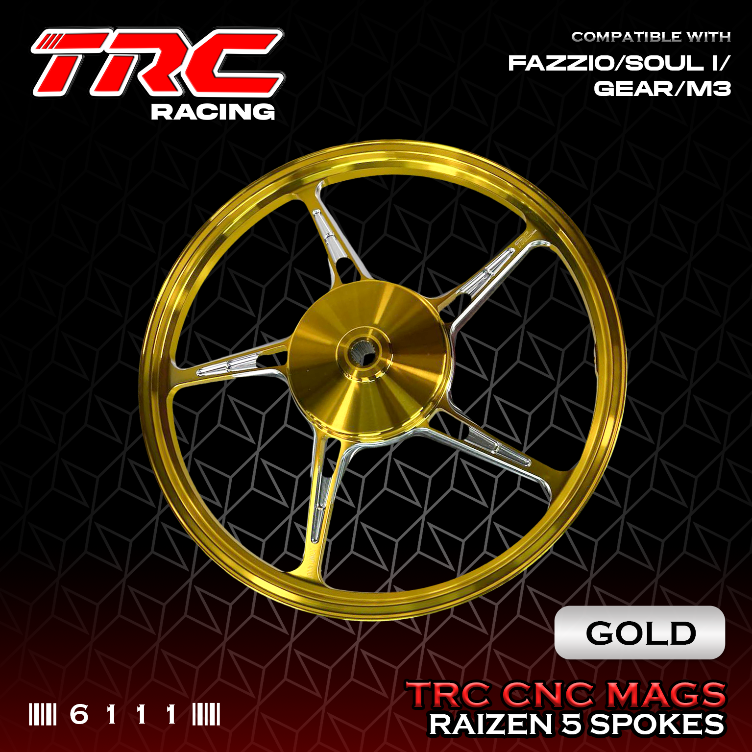 TRC CNC Mags Raizen 5 Spokes (1.4 F x 1.4 R x 17) Malaysian Concept for ...