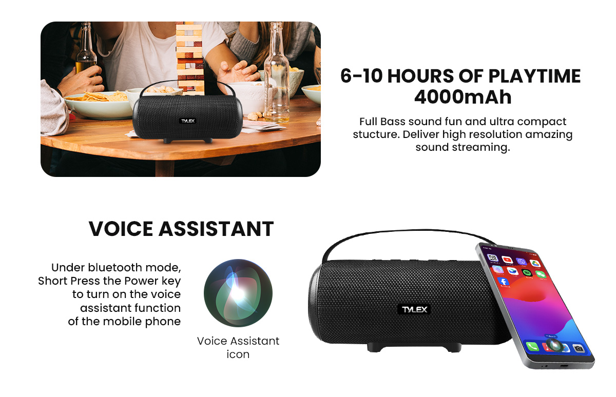TYLEX XSP06 Wireless Speaker Super Bass Radiator 4000mAh Battery ...