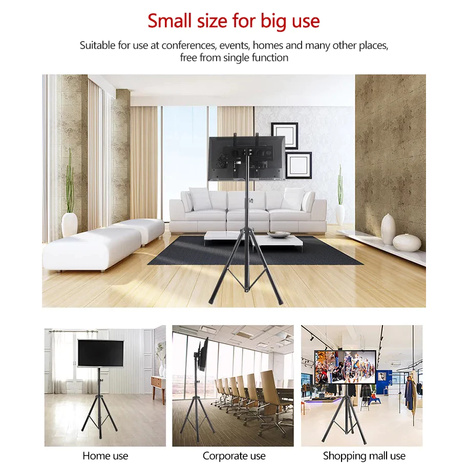 GSE Tripod TV Stand for 26"-55" Portable LCD Stand Height Adjustable TV ...