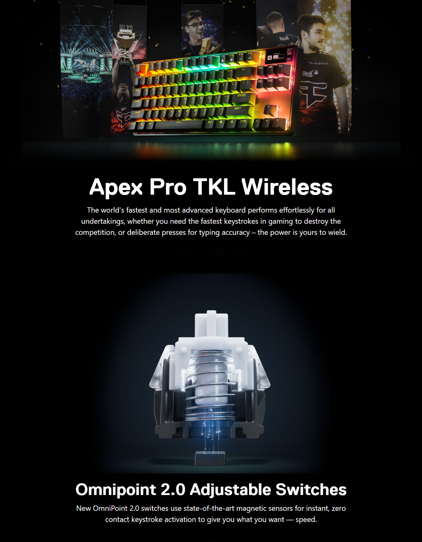 SteelSeries Apex Pro TKL Wireless 2023 OmniPoint Adjustable Switch ...