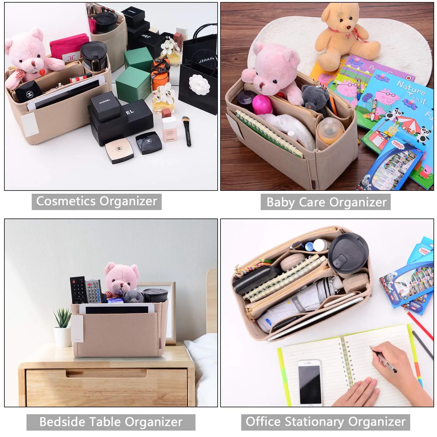 Bag Organizer Tote Pouch Purse Organizer Insert Felt Bag Organizer ...