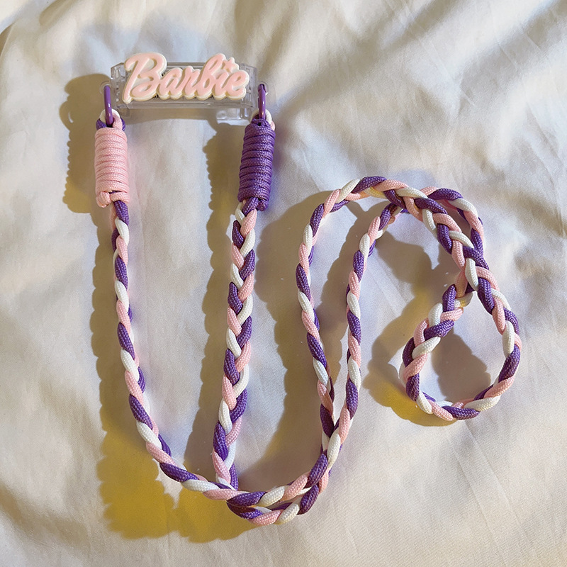 Girly heart Barbie letter back clip hand-woven hanging neck rope ...
