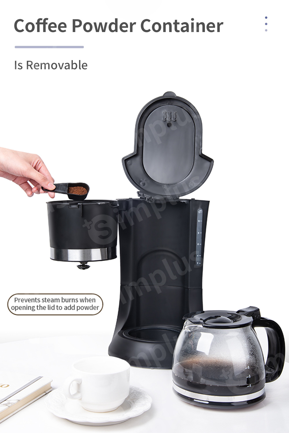 Simplus Drip Coffee Maker 1200ml Capacity Coffee Machines Removable ...