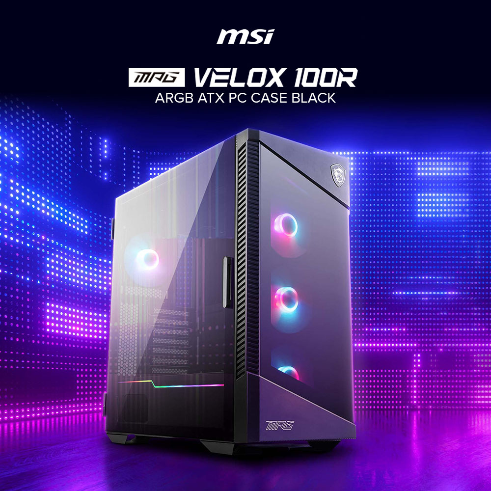 EasyPC| MSI MPG Velox 100R PC Case Gaming| ARGB ATX| Black and White ...