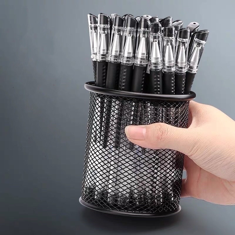 B77【Manila】COD Pen Holder Metal Office Pen Container Black ...