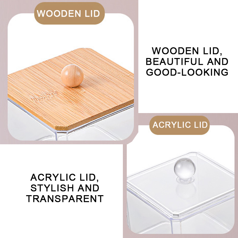 Acrylic Double Layer Clear Dressing Table Cotton Pad Swab Ball Make up ...