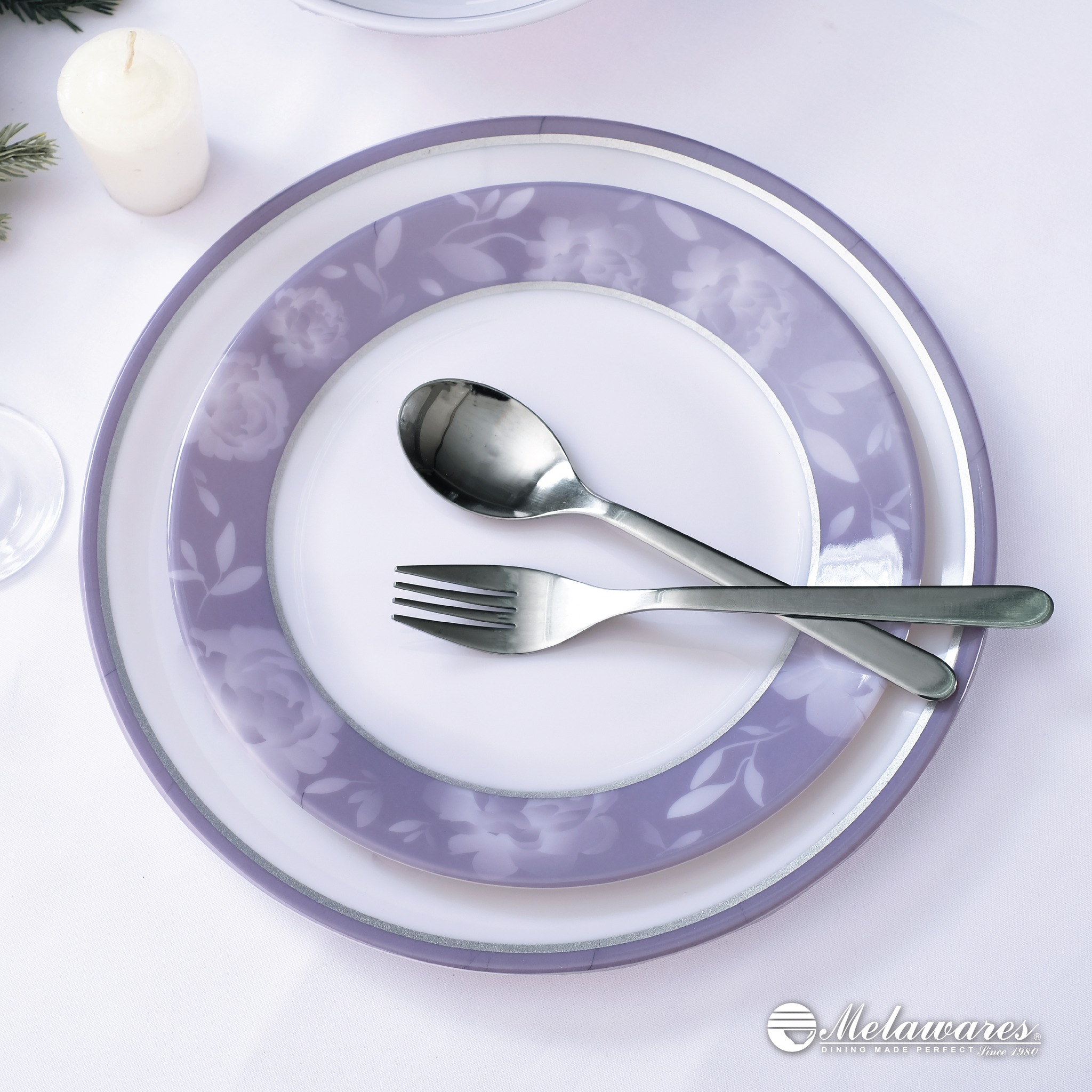 Melawares Grace 6pc 10 inch Melamine Plastic Round Dinner Plate with ...