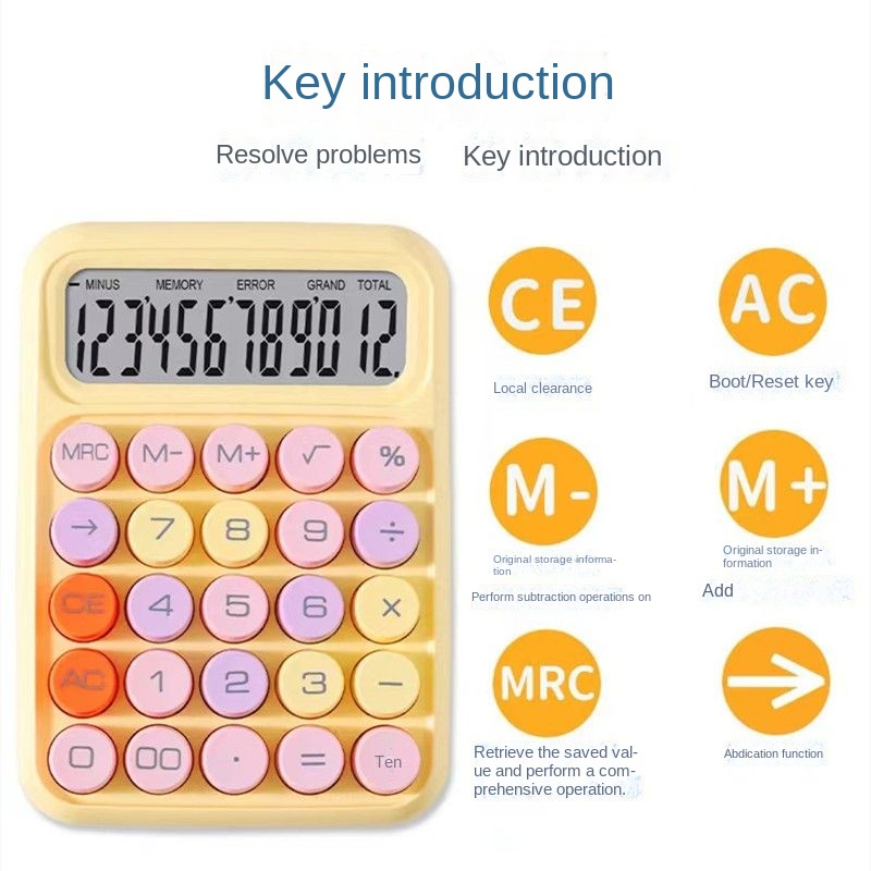 Colorful 12-digit Keys Calculator Kawaii Calculator Math Tools for ...