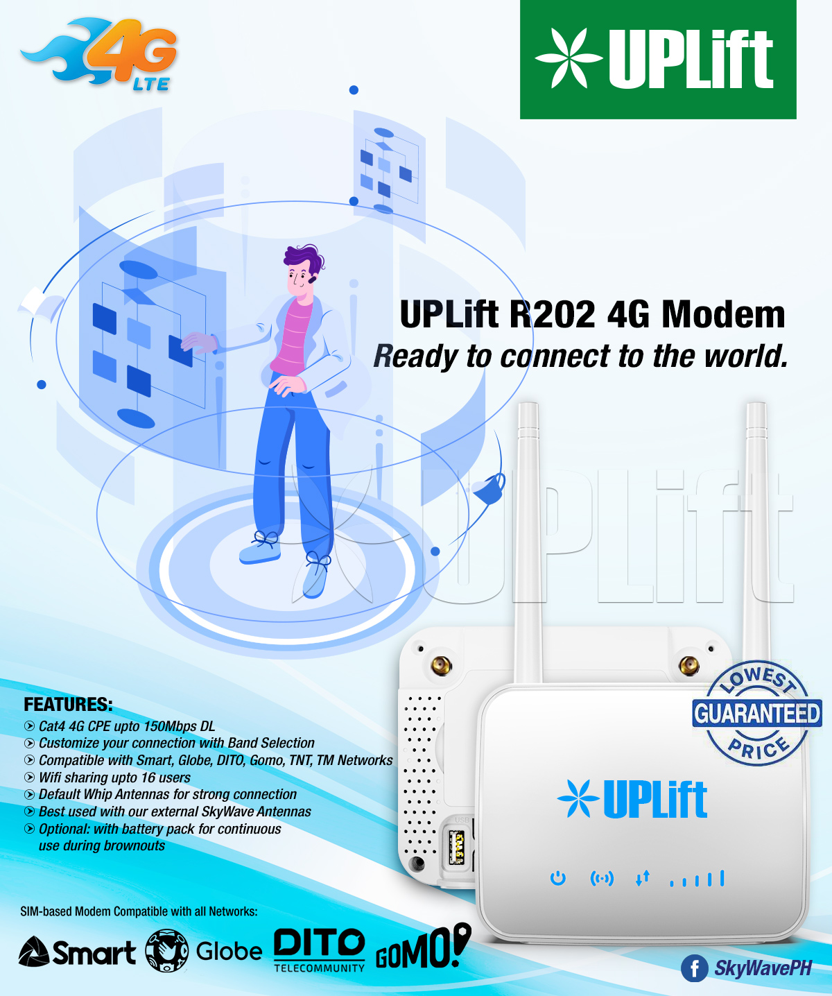 Mabilis! UPLift R202 SIM-Based 4G Wifi Modem Openline with Band ...