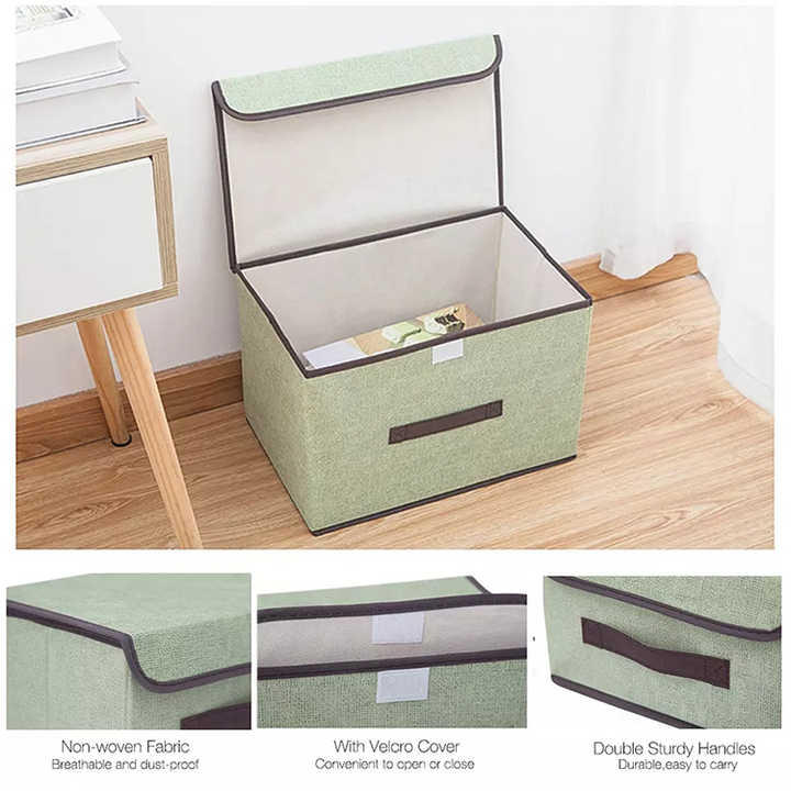 Organizer of foldable fabric storage boxes with lid | Shopee Philippines