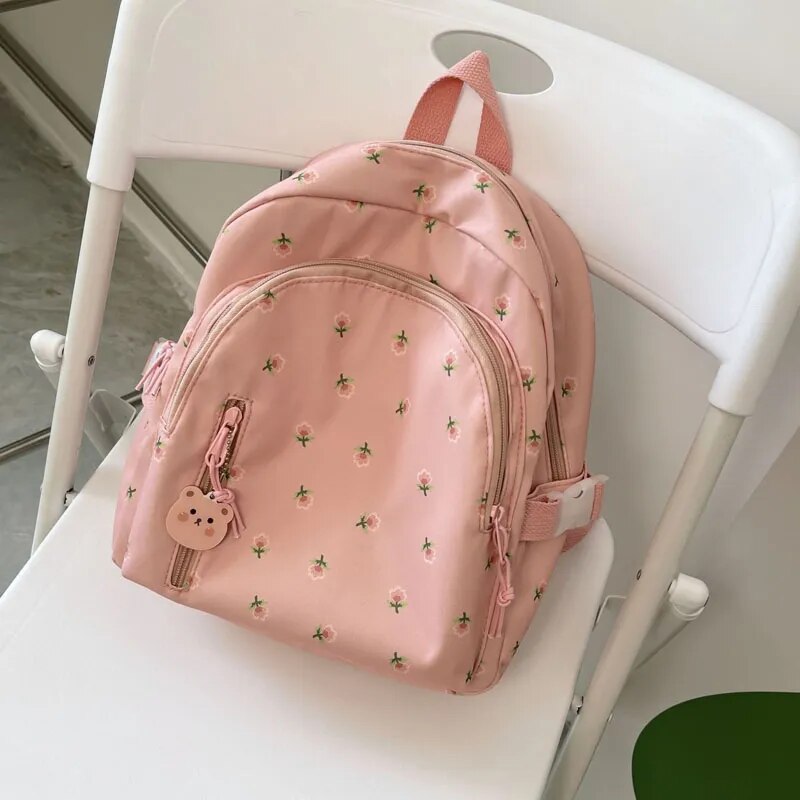 Cute Mini backpack printed rose large capacity School Bag casual Travel ...