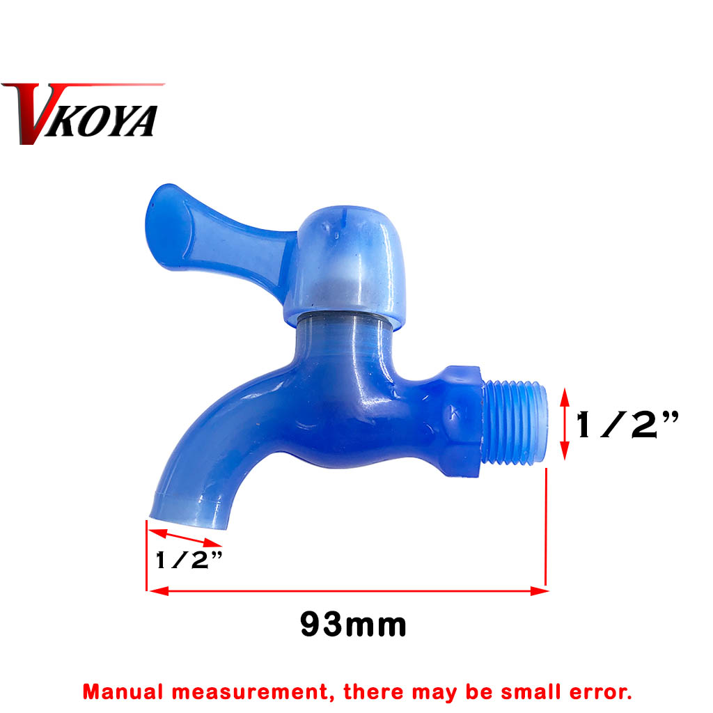 Vkoya PVC Blue Faucet Plain Bibb 1/2" Thread For Sinks and Water Taps ...