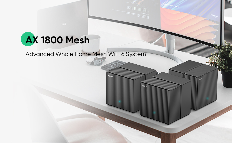 Rock Space AX1800 Dual-Band Whole Home Mesh Wi-Fi6 System(3 Pack) Up to ...