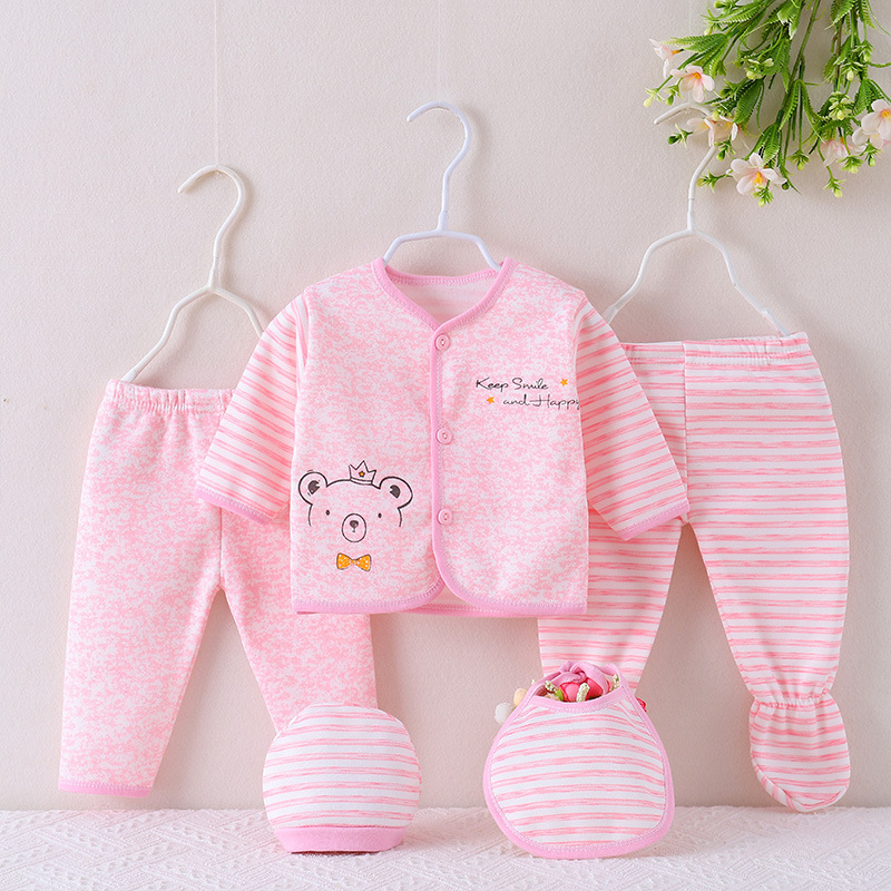 5 Pcs/Set Newborn Clothes Set Baby Clothes Hat Bib Pants Set for Boys ...