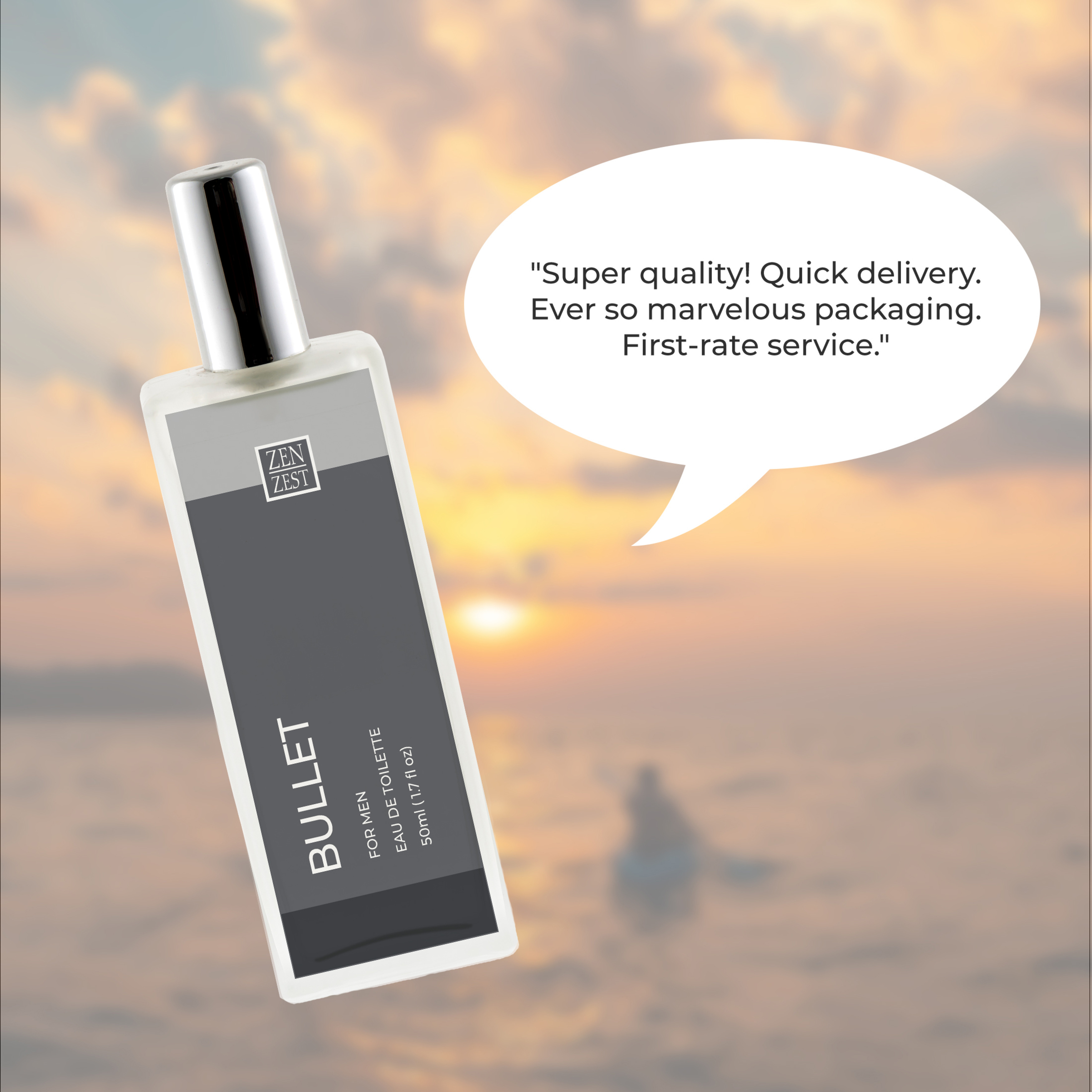 BULLET 50ml Long lasting Citrus Fragrance Zen Zest Oil Based Eau De ...