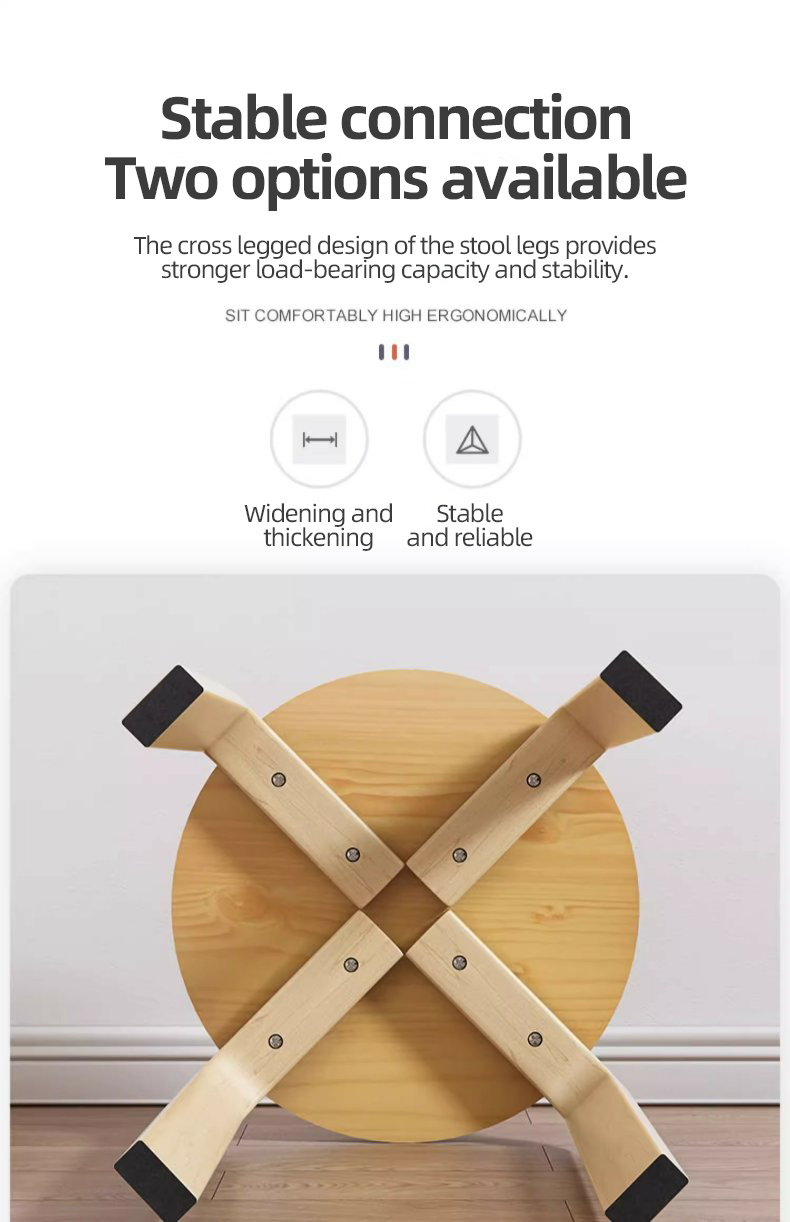 Solid Wooden Stool High Round Stool Modern Simple Dining Stool Stackable Wooden Chair for Home ...