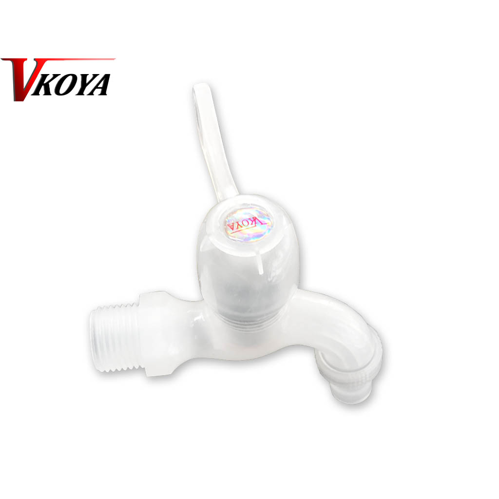 Vkoya PVC White Faucet Plain Bibb With Hose Connector 1/2" Thread Size ...