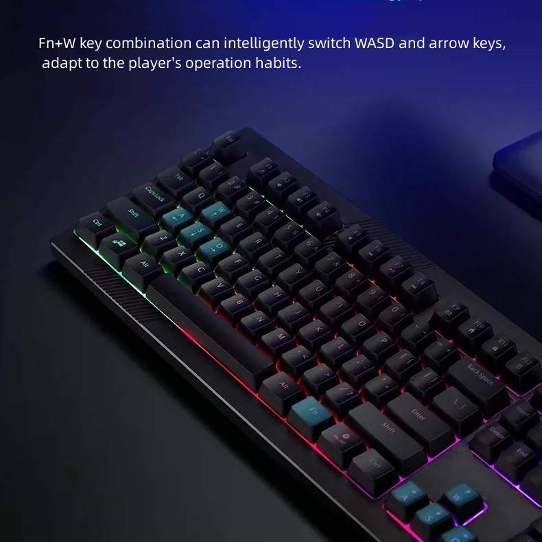 Rapoo V50S Backlit Gaming Keyboard USB Wired 104 Key Keyboard for laptop Ergonomic keyboard ...