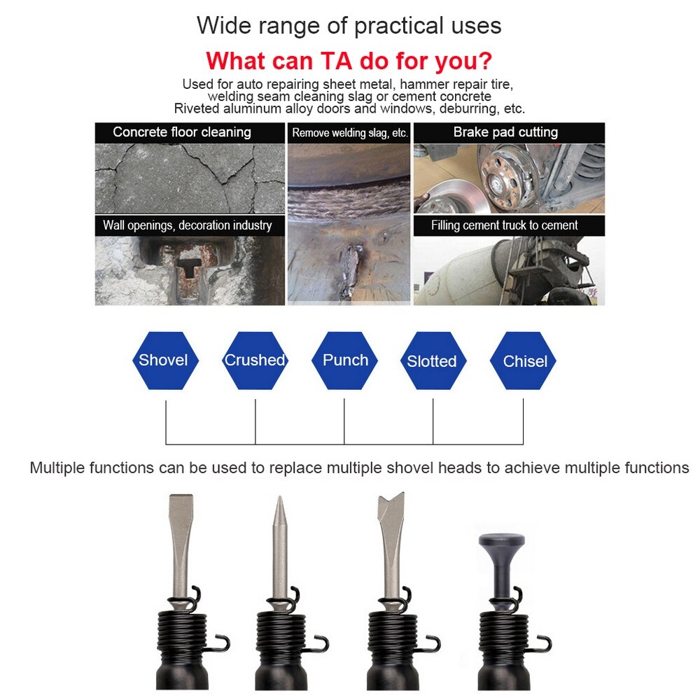 Mini Air Shovel Gun with 4 Chisels Pneumatic Pistol Gas Hammer Handheld ...