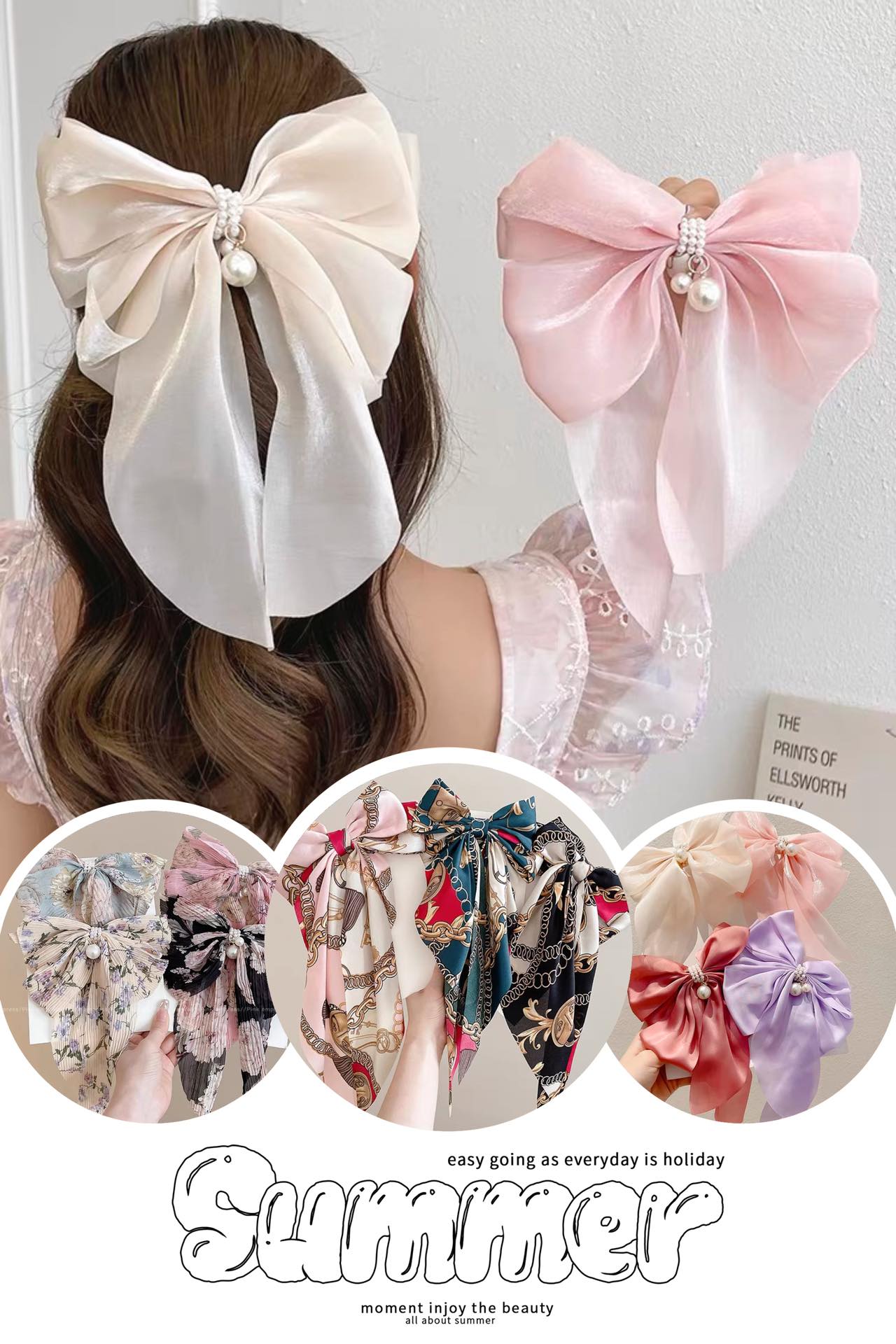 Celestial Charm Ribbon Hair Clip Retro Glamour Hair Bow hair ...