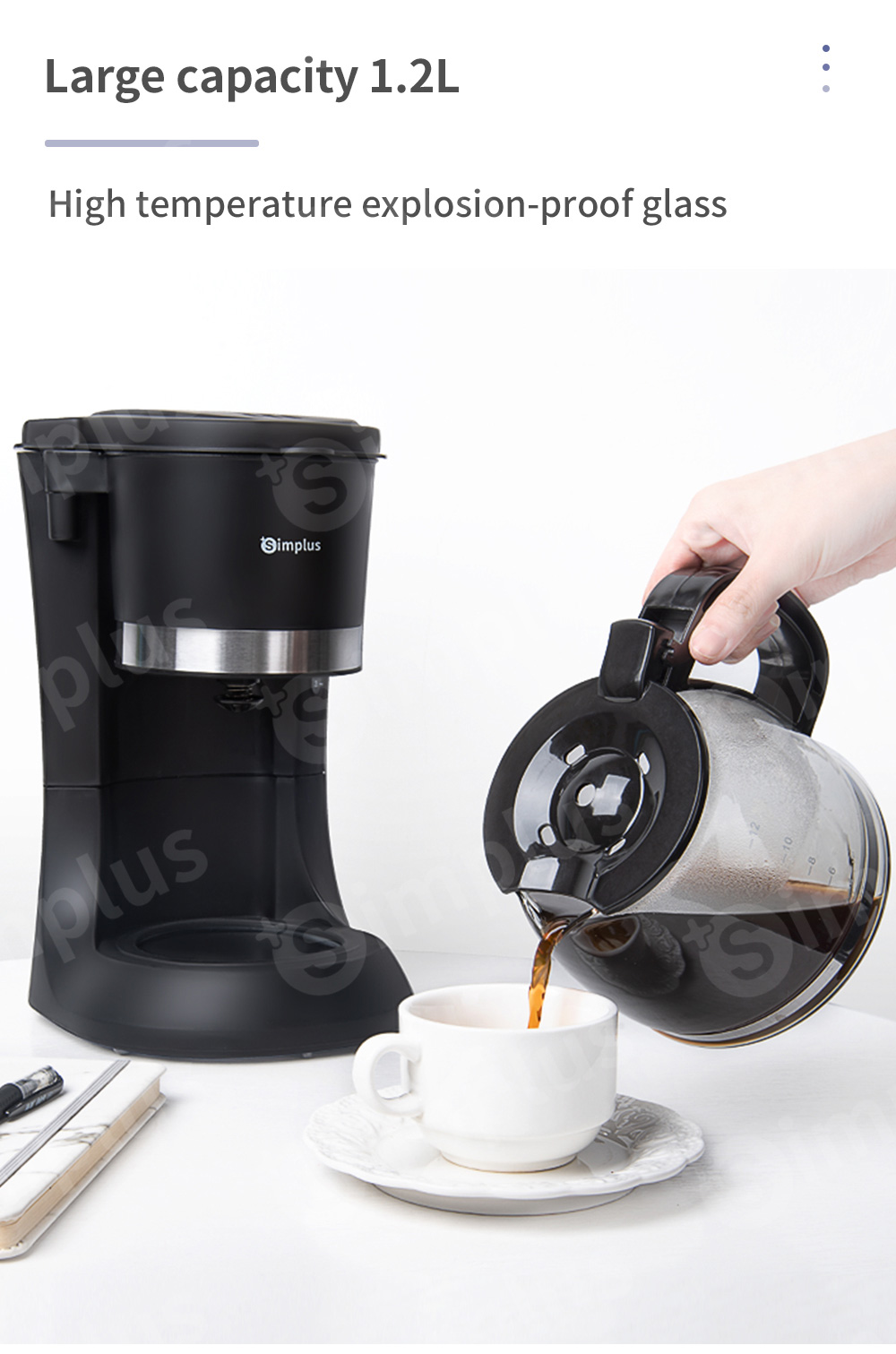 Simplus Coffee Maker 12-Cup Drip Multi-Function Coffee Machines KFJH005 | Shopee Philippines