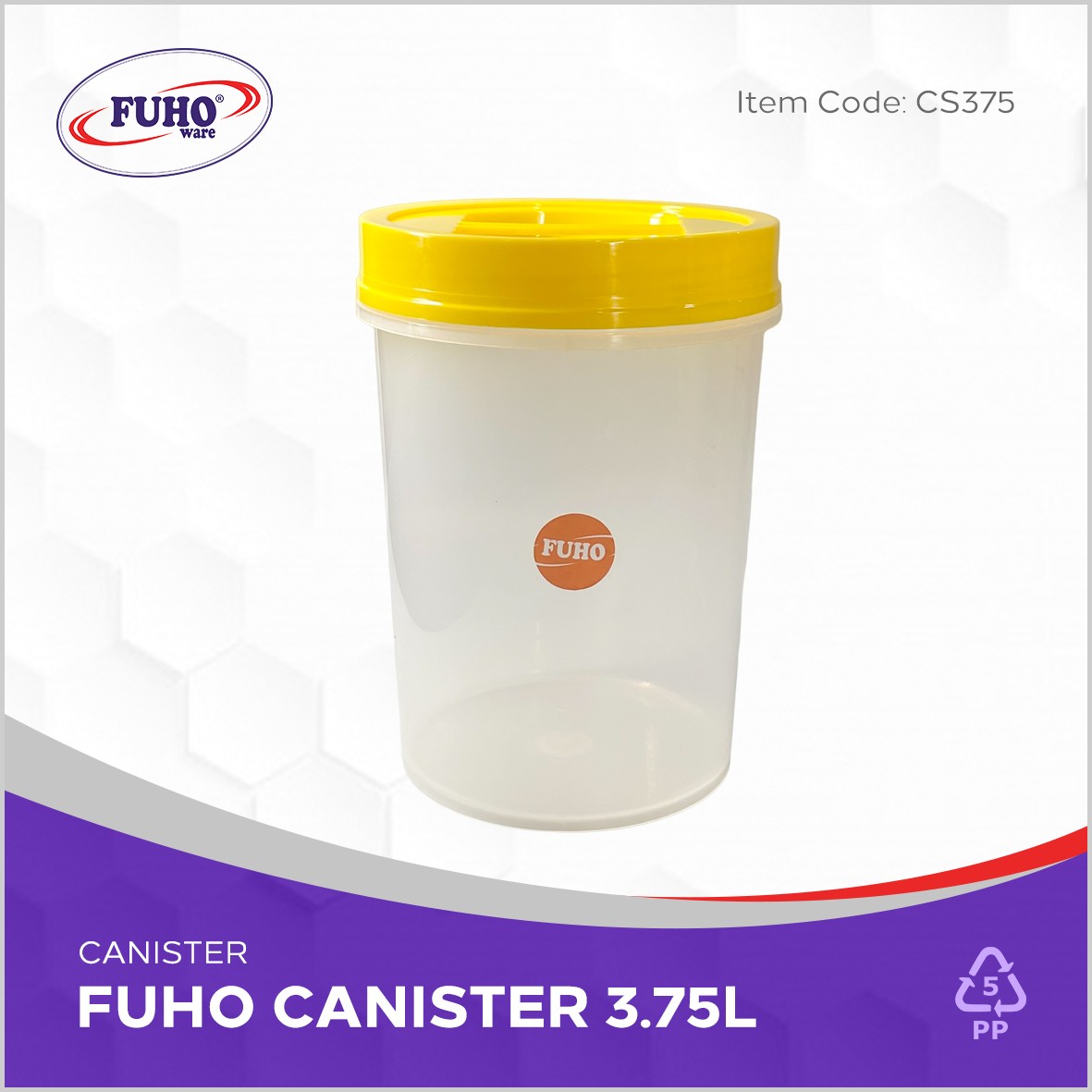 1 pc FUHO 3.75L Canister Food Jar Packaging Materials Storage Canisters ...