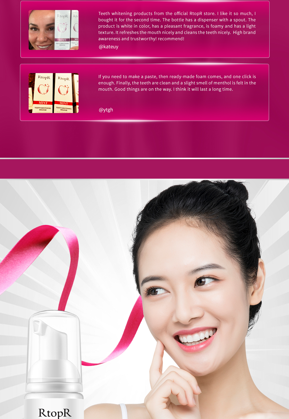 RtopR Teeth Whitening Mousse Remove Tartar Plaque Teeth Cleaning ...