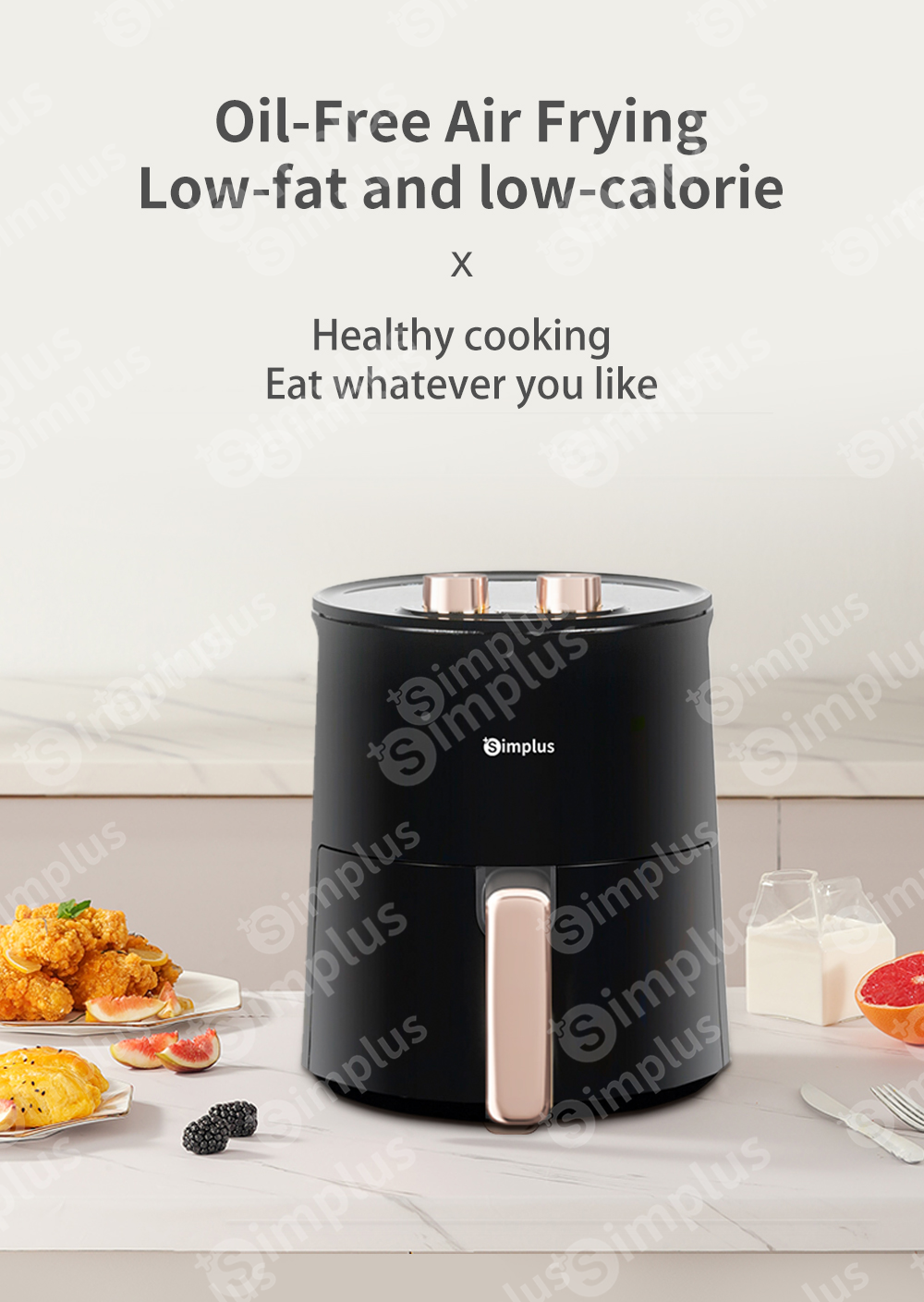 Simplus Air Fryer Multi-functional Oil Free Non Stick Black&Beige 4L/5L ...