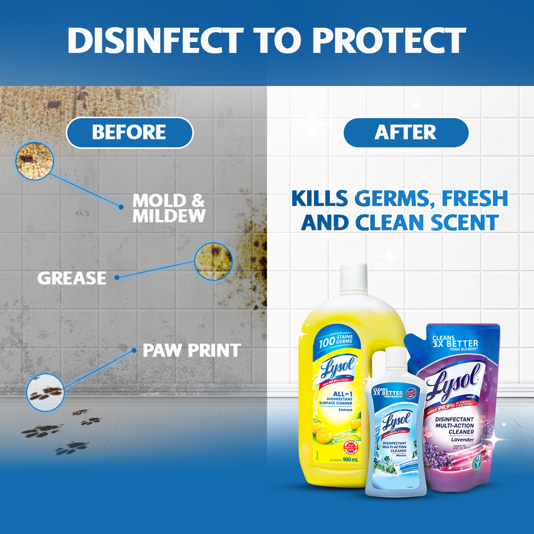 Lysol Multi Action Cleaner Antibacterial Lemon Scent 900 mL | Shopee ...