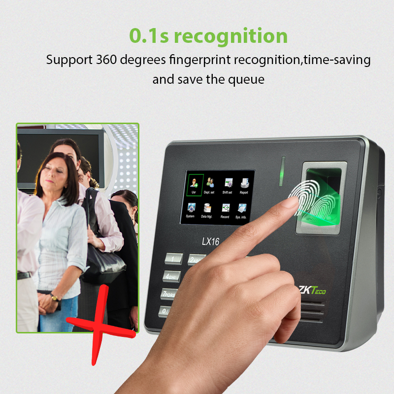 ZKTeco LX16 Fingerprint Time Attendance Machine Punch Card Machine ...