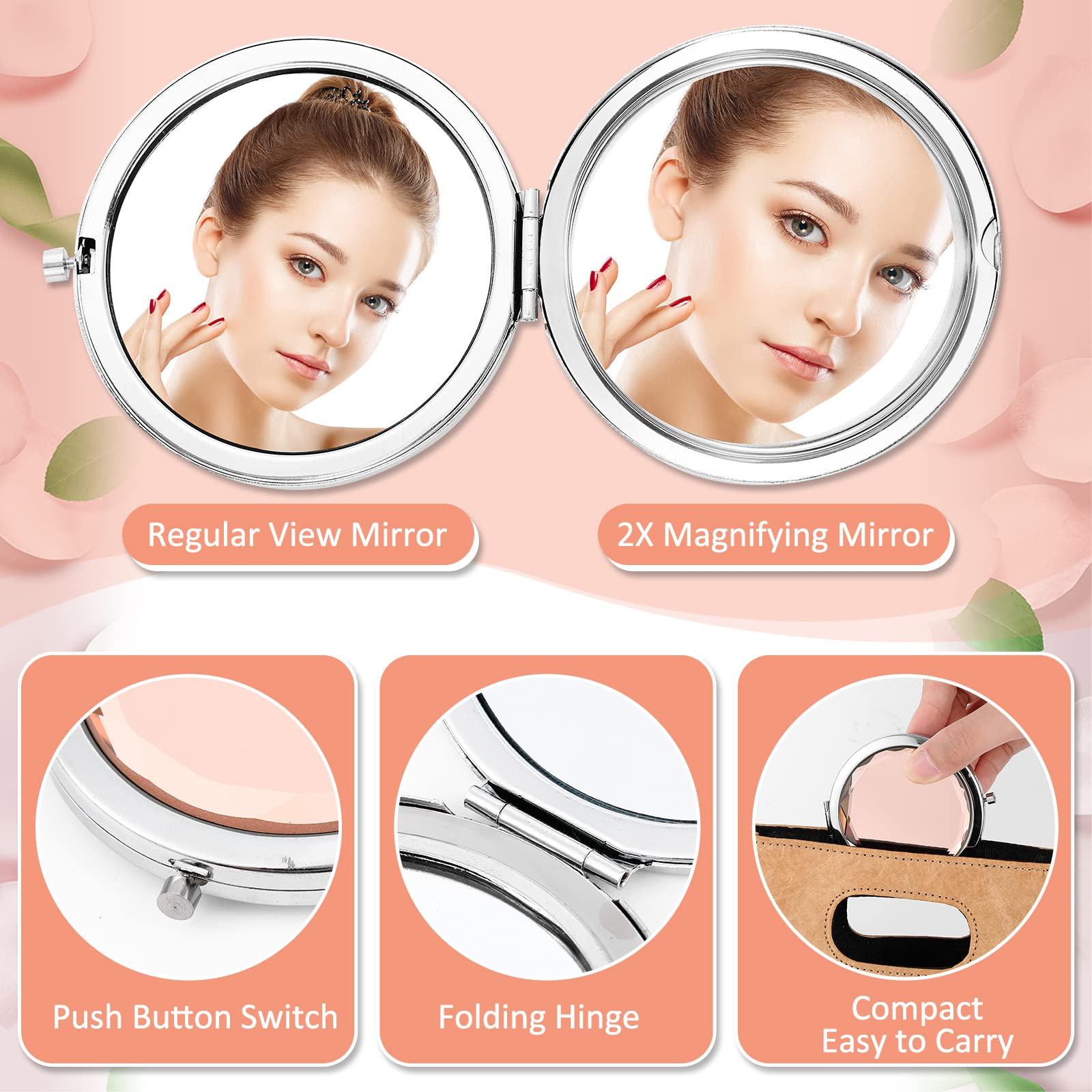 Makeup Compact Mirror Pocket Foldable Mirror Portable Round Foldable ...