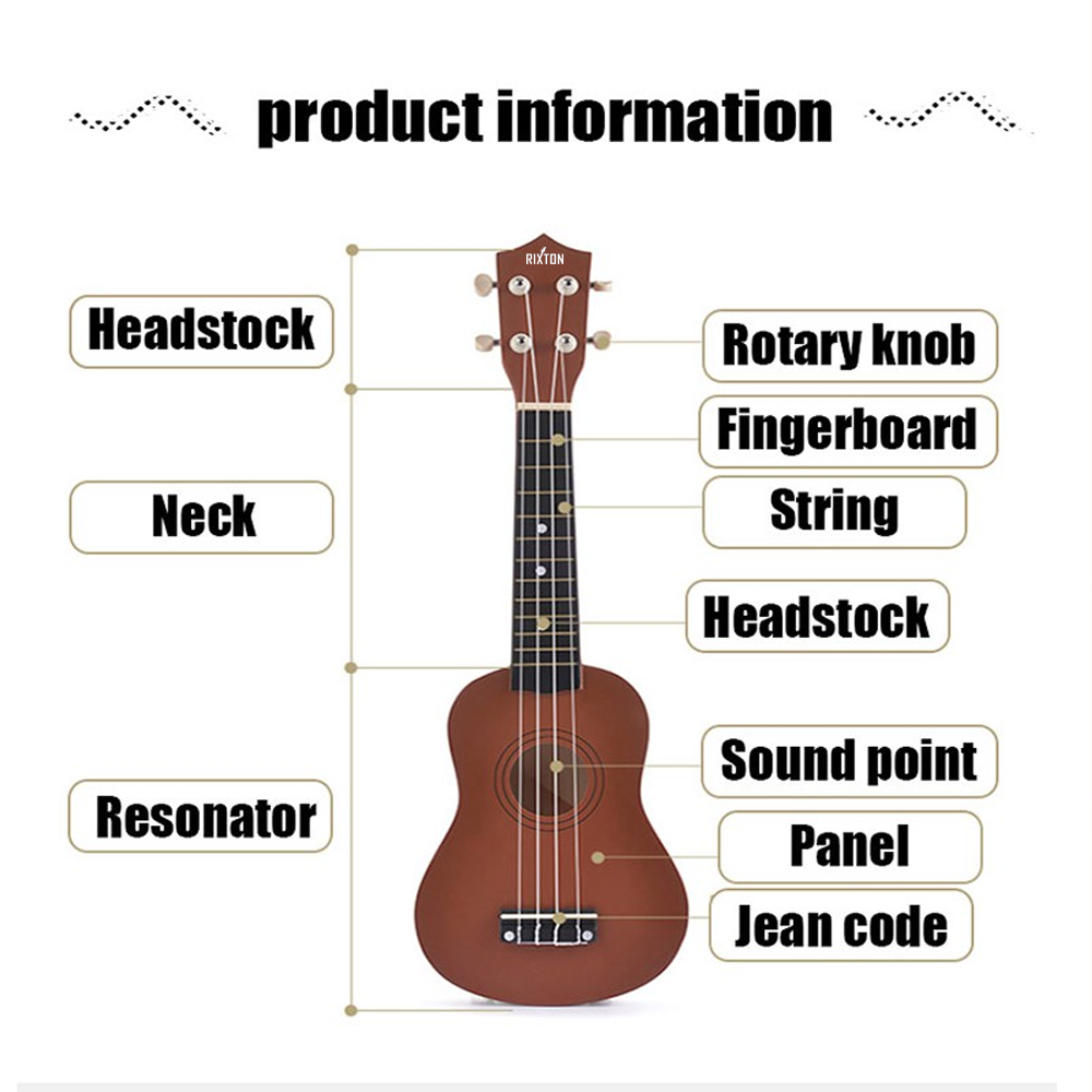 RIXTON Ukulele 4 Strings Soprano Spruce Basswood Guitar Set Complete ...