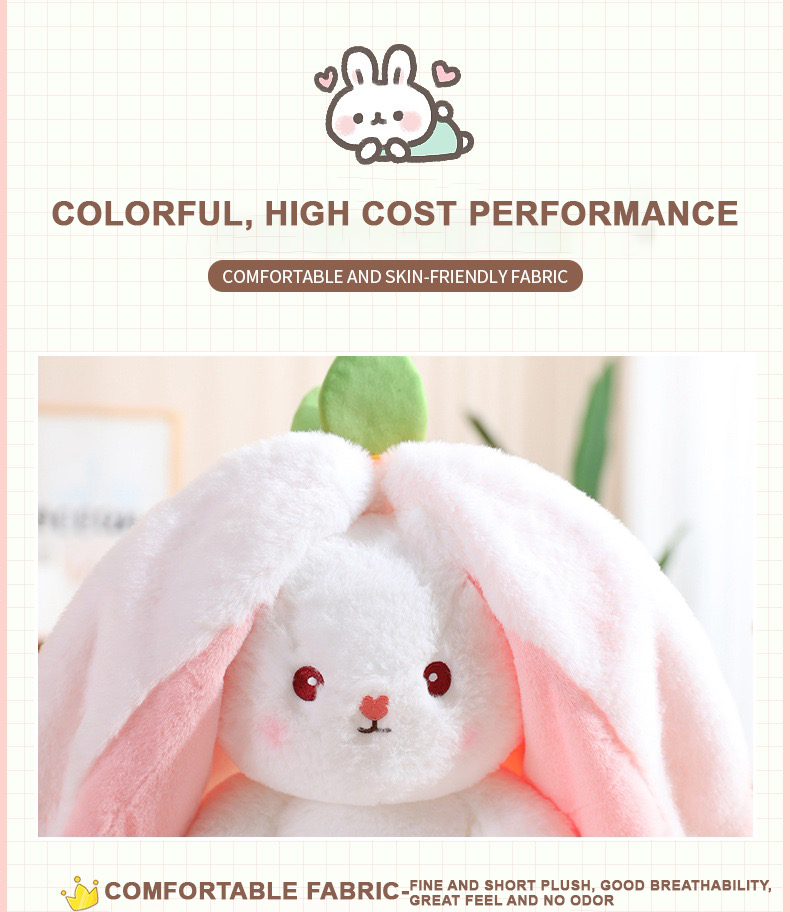 25/45CM 2in1 strawberry rabbit Plush toy Strawberry Bunny plushie Long ...
