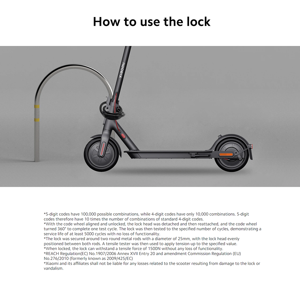 Xiaomi Electric Scooter Cable Lock | Shopee Philippines