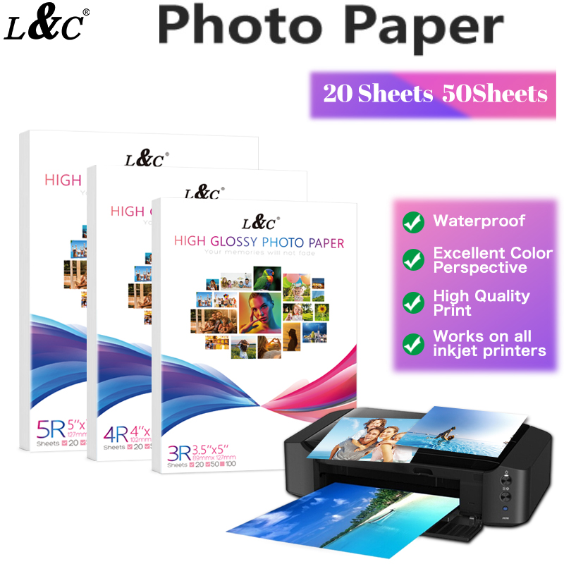 L&C Photo Paper 3R 4R 5R Size 20sheets 50 Sheets Pack 180gsm 230gsm ...