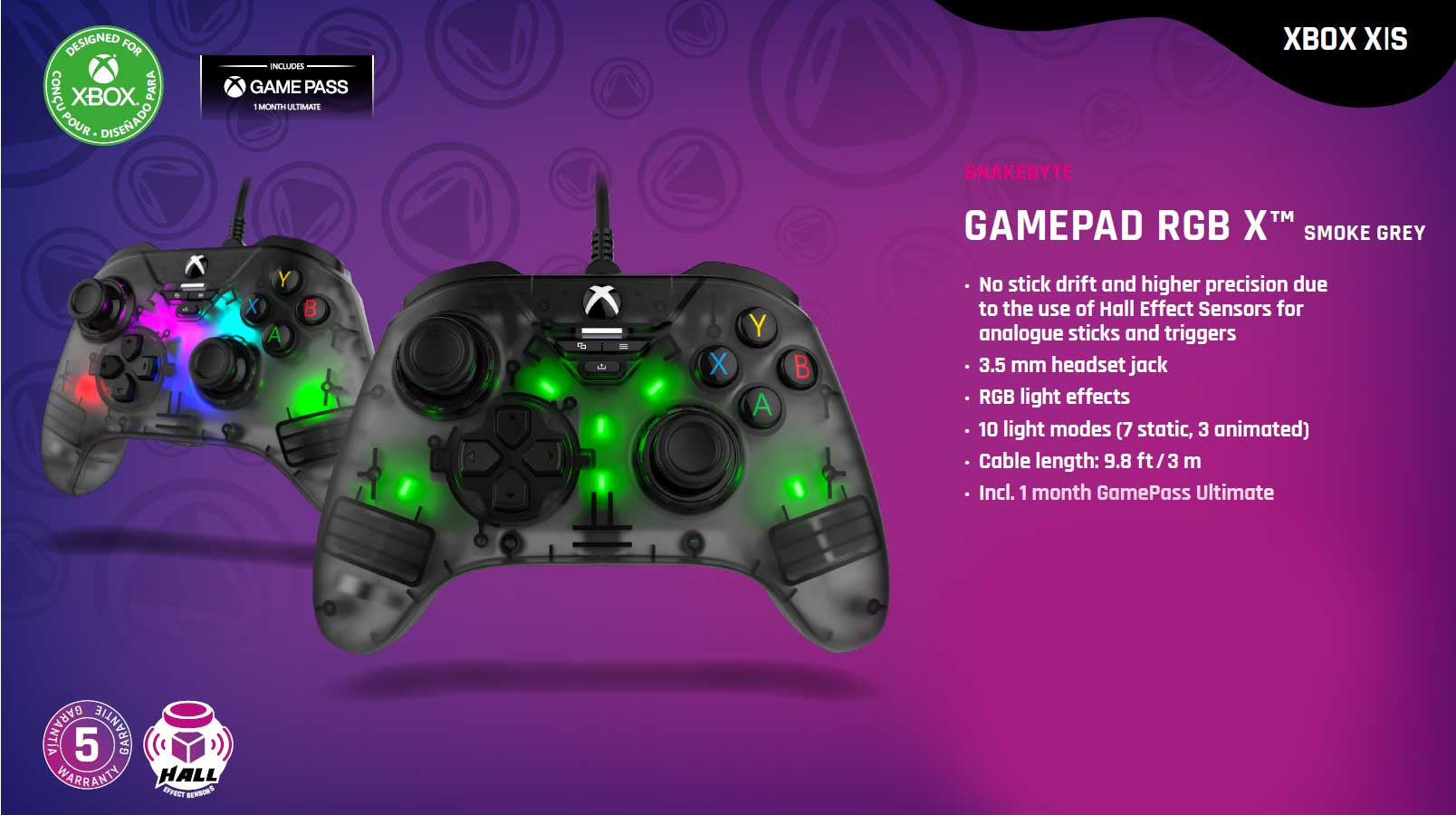 Snakebyte GamePad RGB X Precision Wired Controller for Xbox/ Xbox S|X ...