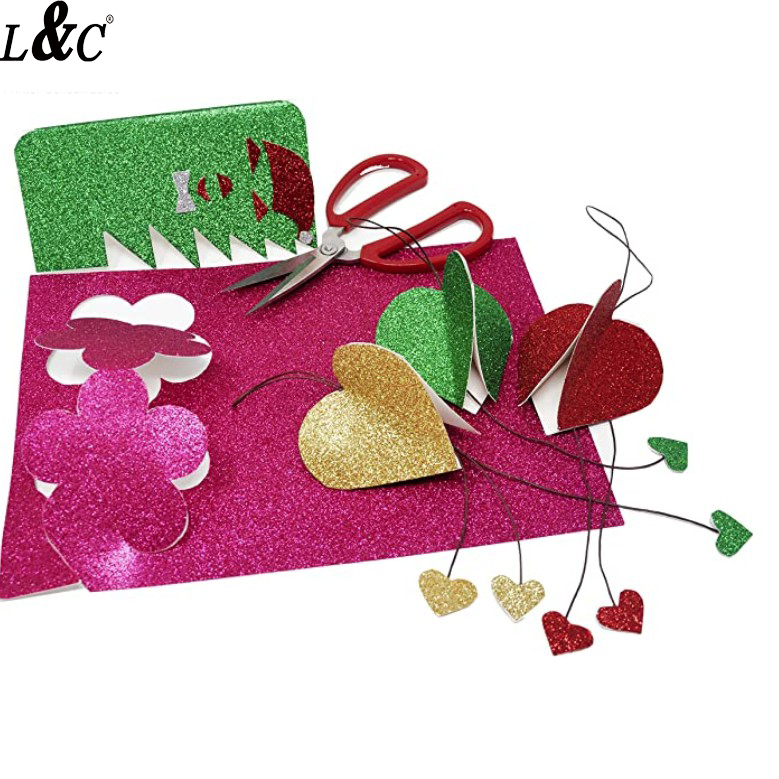 L&C 10pcs Glitter Board Paper Cardstocks Assorted Colors A4 size 250gsm ...