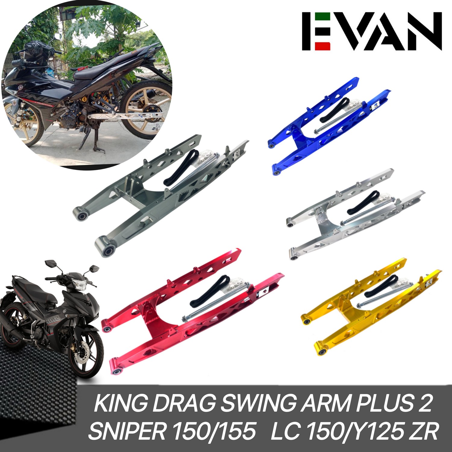 EVAN.SHOP King Drag Swing Arm Plus 2, For Sniper 150/Sniper 155/ LC 150 ...
