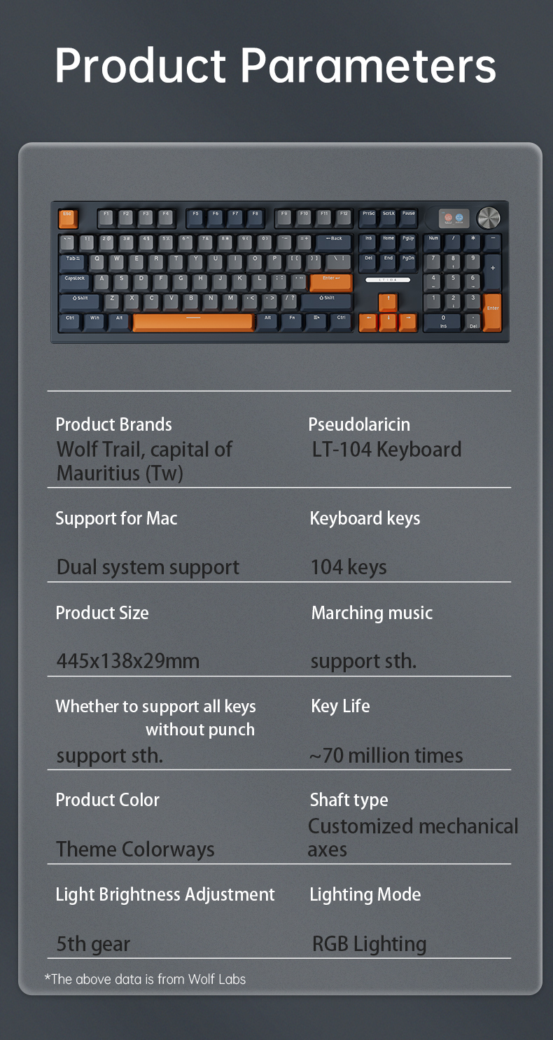 LANGTU LT104 Mechanical keybaord RGB backlit Hotswap Knob DIY Screen ...