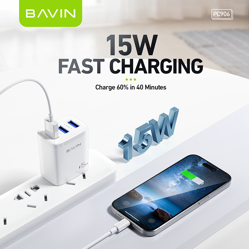BAVIN PC906 15W Fast Charging Travel Adapter Charger with 3 Output ...