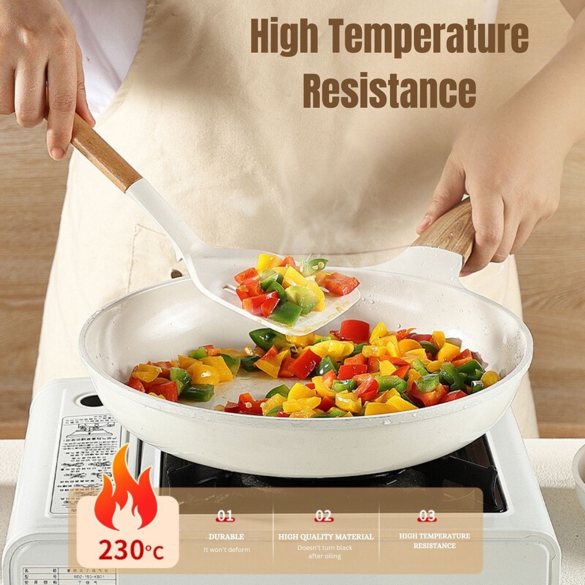 LOCAUPIN Set of Kitchen Essential Tool Silicone Cooking Utensil Wooden ...