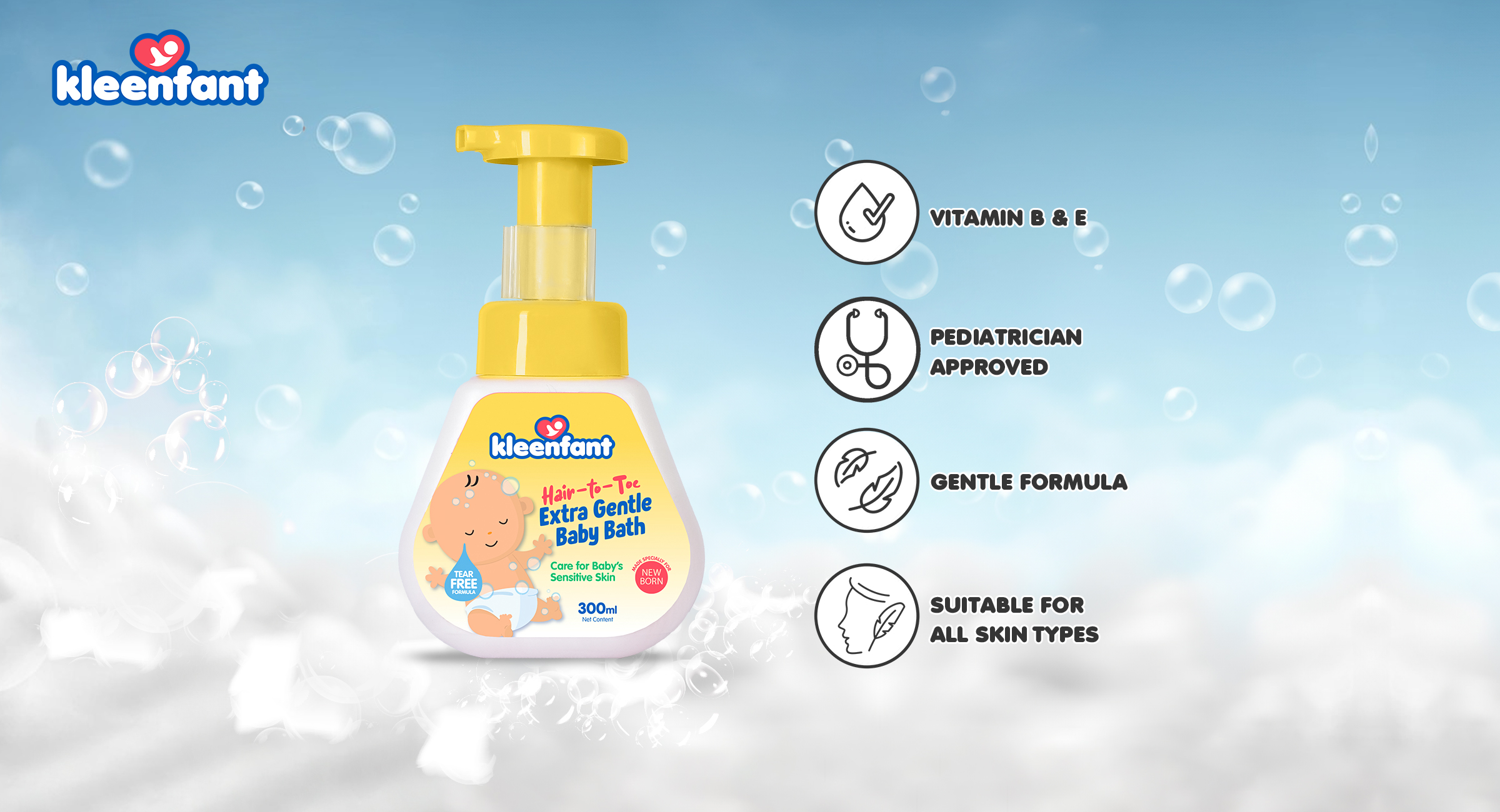 Buy 1 Take 1 Kleenfant Hair to Toe Extra Gentle Baby Bath for Newborn ...