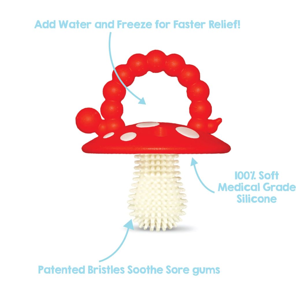RaZBaby Chompy Mushroom Silicone Teether Red & Blue - 2 pack ( raz baby ...