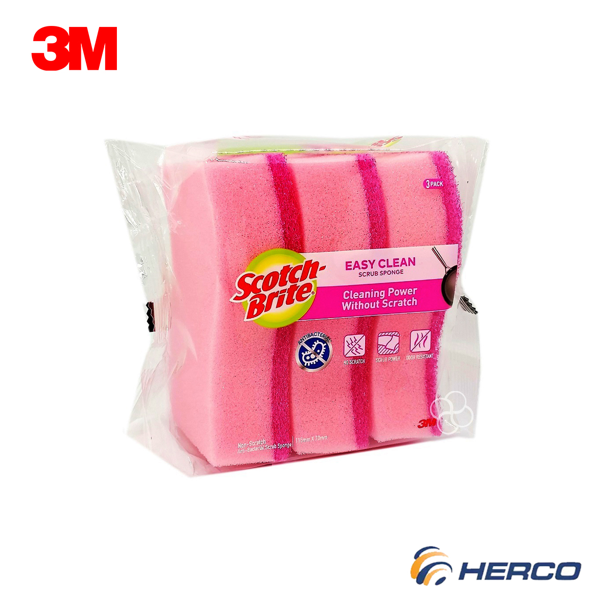 3M Scotch Brite Easy Clean Antibac Loose Pink VP 3's | Shopee Philippines