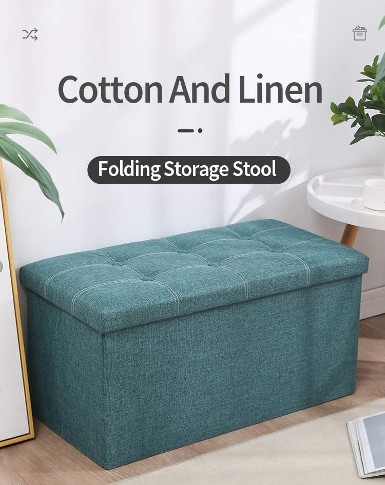 Ottoman Storage Box Stool Rectangular Storage Stool Sofa Folding ...
