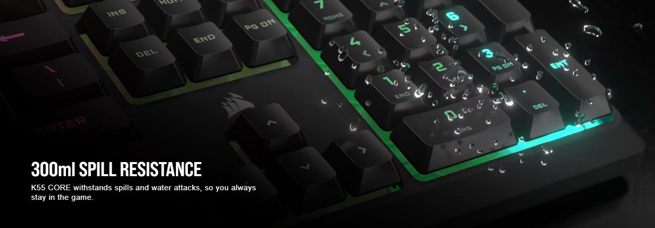 CORSAIR K55 CORE RGB Gaming Keyboard with fully customizable ten-zone RGB backlighting CH ...