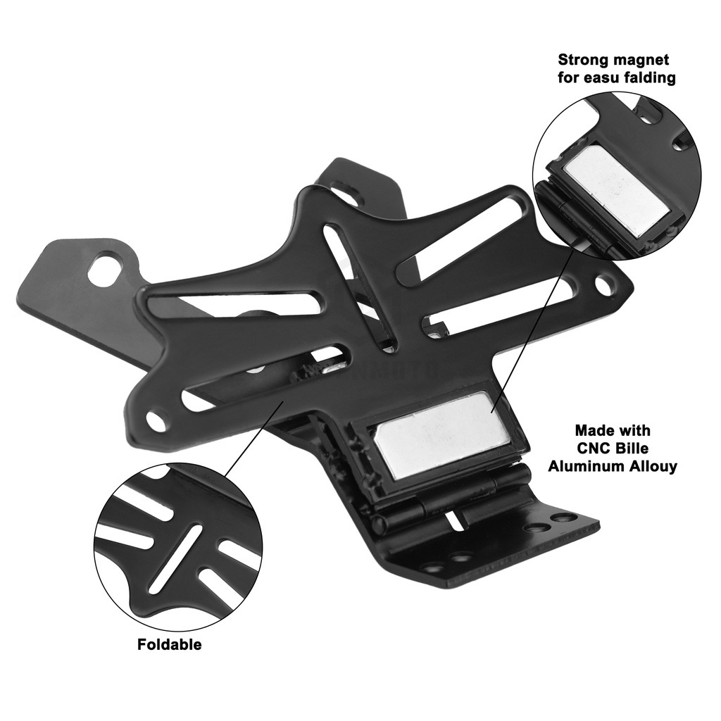 Magnetic Plate Holder Foldable With LED Plate Light Black For Sniper ...