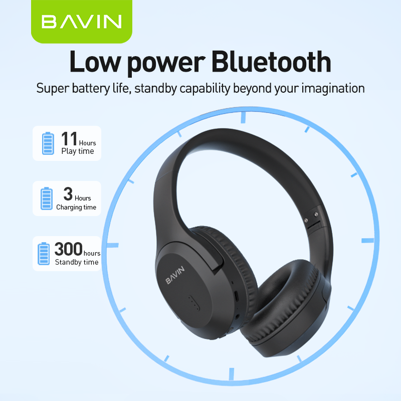 BAVIN BH50 Bluetooth Stereo Audio Sounds Built-In Microphone w/ Long ...