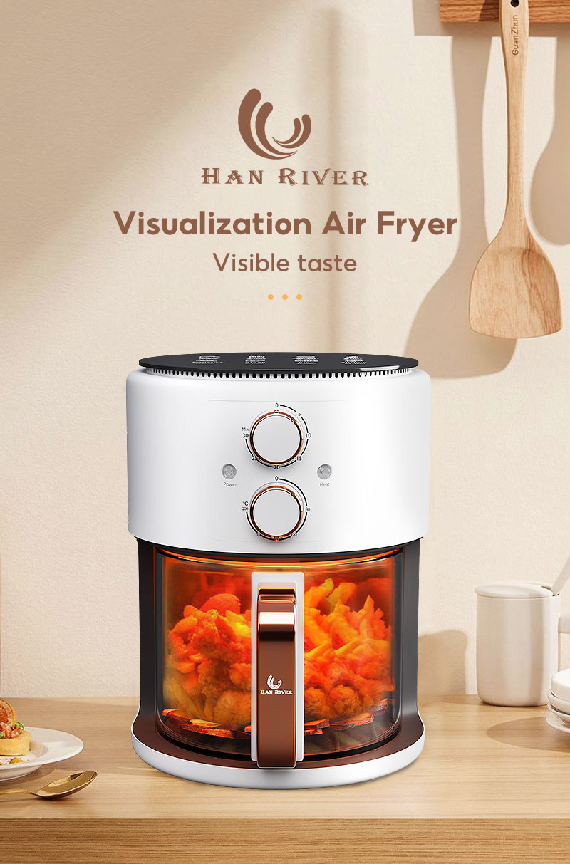 HAN RIVER 4L/5.5L/8L Air Fryer Dual Control Visualization Glass Pot ...
