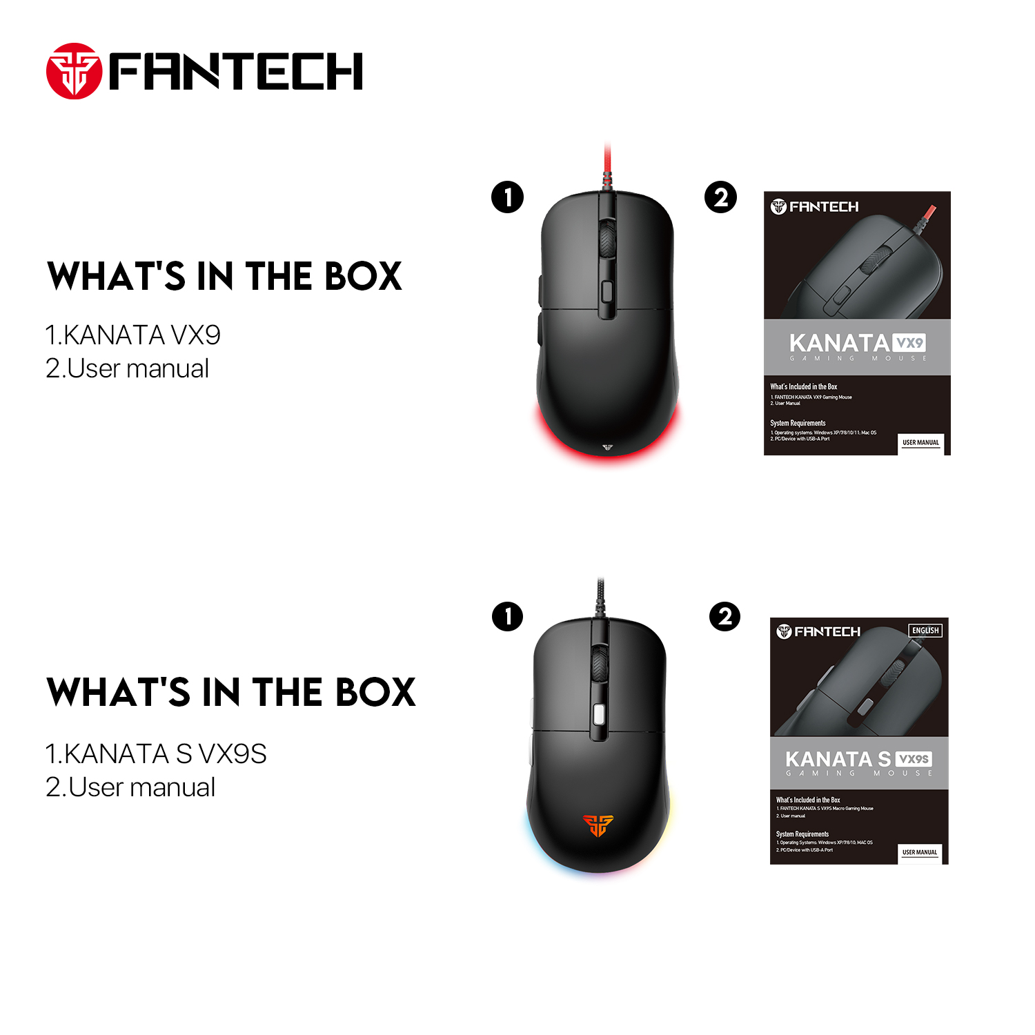 Fantech VX9S Kanata S Wired Gaming Mouse RGB Programmable & 6 Macro ...
